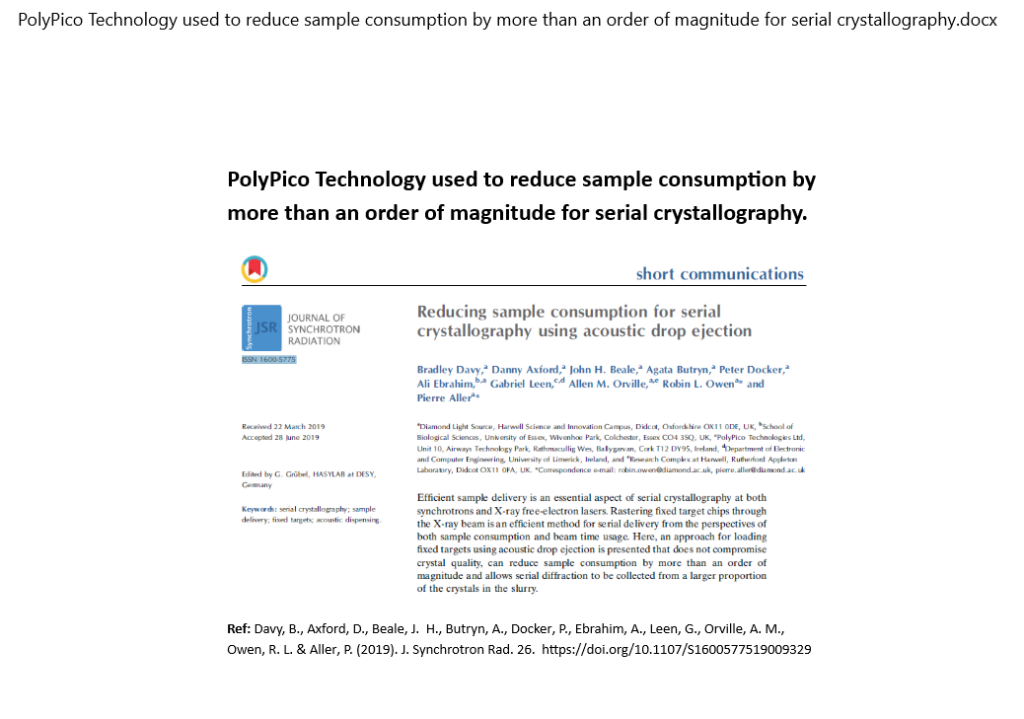 PolyPico Tech Cuts Sample Use 10x in Serial Crystallography | Polypico